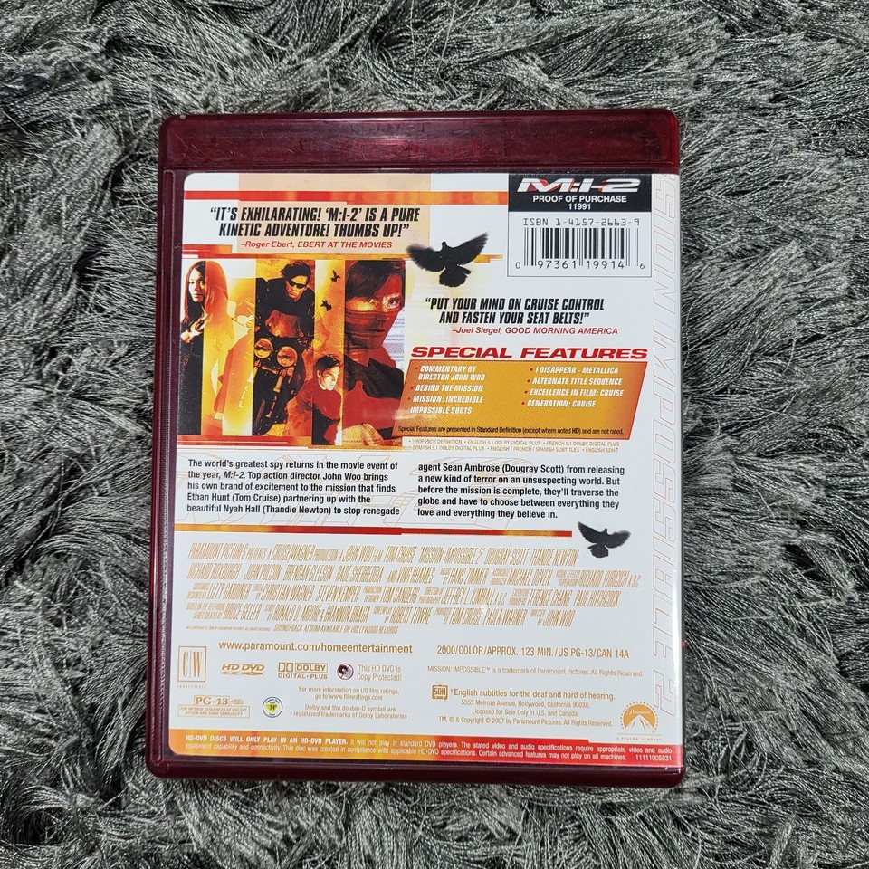 Mission Impossible 2 MI 2 HD DVD 2006 Widescreen Tom Cruise Ving Rhames ...