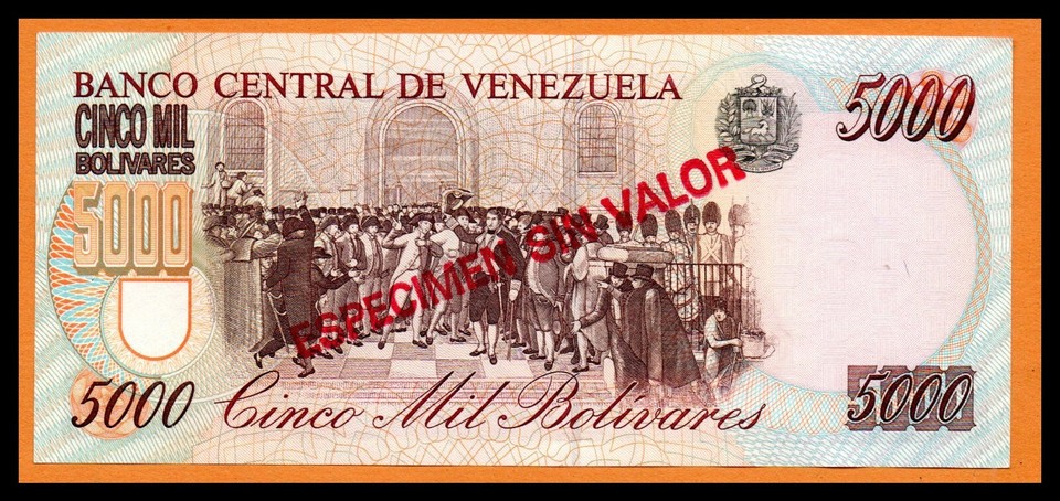 Venezuela UNC Specimen Note 5000 Bolivares 1996 (Currency Banknote ...