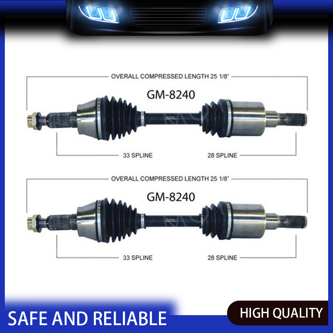 Pair of Front CV Axle Shaft Assemblies For 2006-2010 Hummer H3 H3T AWD ...