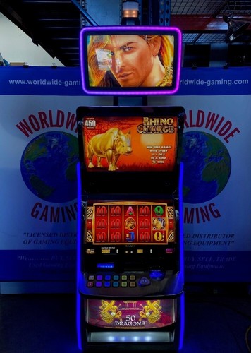 Aristocrat Mark VII Viridian Widescreen Rhino Charge Video Slot Machine ...