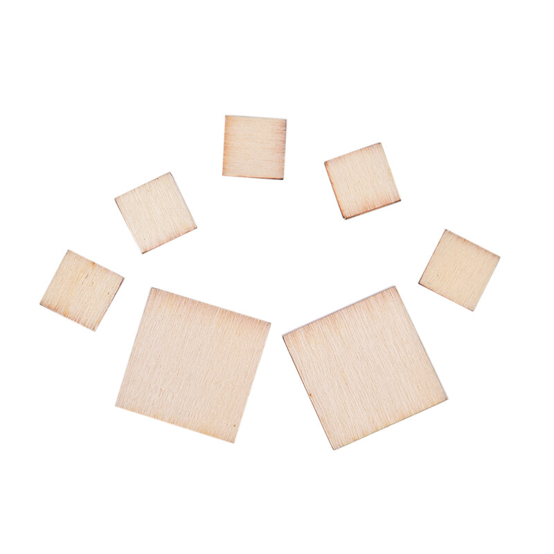 100pcs Blank Squares Wood Pieces Round Corner Square Wooden Cutouts DIY ...
