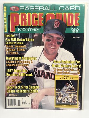 Nov 1991 Baseball Card Price Guide Magazine Will Clark | eBay