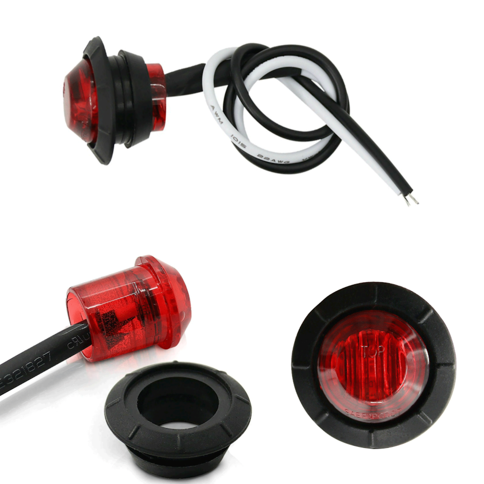 20pcs 3/4"in Marker LIGHTS LED Bullet Amber Red Truck Trailer RV Round ...