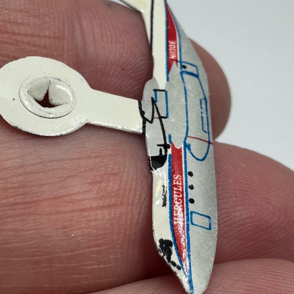 Vintage Lockheed Hercules C-130 Airplane Tin Tab Lapel Pin White Red ...