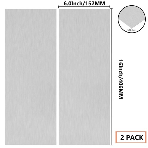 2Pack 6061 T651 Aluminum Sheet Metal 6 x 16 x 1/16 (0.06”) Inch Plain ...