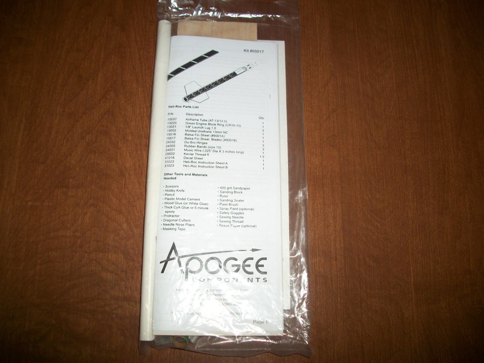 APOGEE COMPONENTS"HELI-ROC" FLYING MODEL ROCKET | eBay