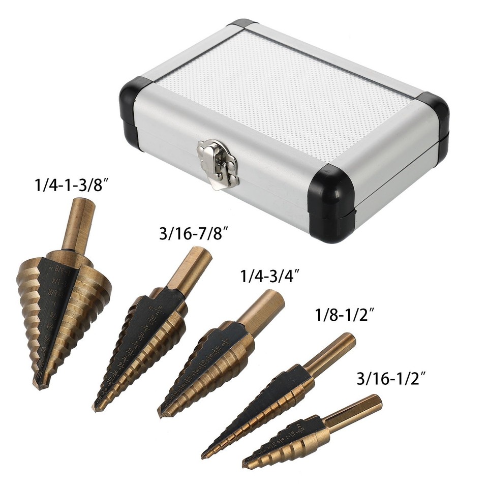 Step Drill Bit Kit High Speed Steel for Metal Wood PVC with Triangle ...