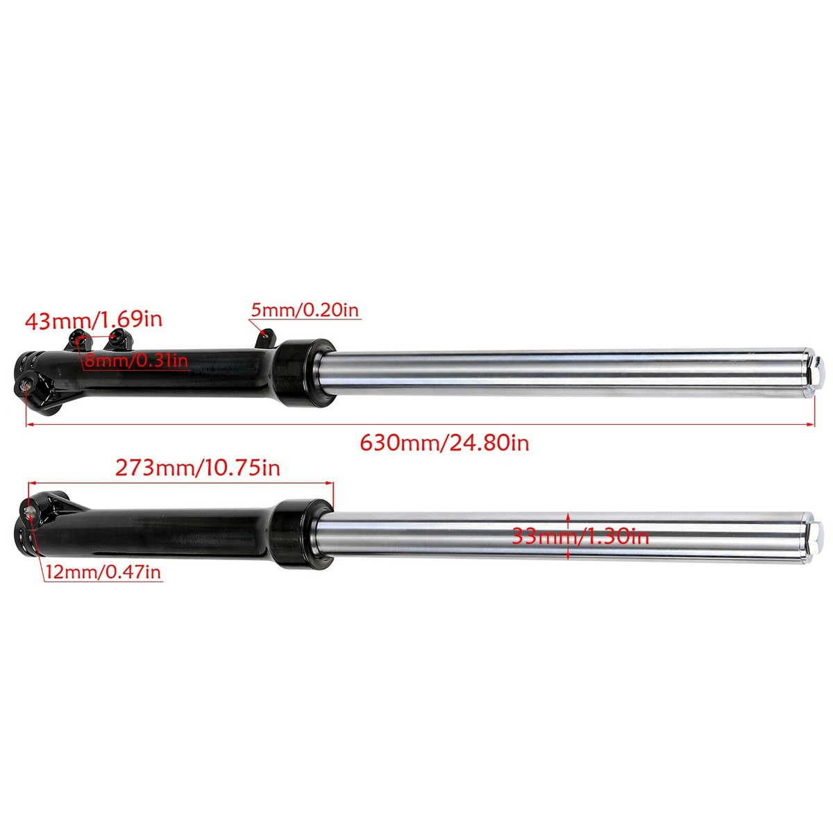 630mm Front Forks Front Forks Triple Wheel Kit 60/100-14 80/100-12 For ...