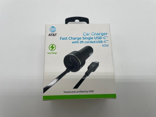 AT&T Captive Cable Power Delivery Car Charger 40W with USB-C Port (USB ...