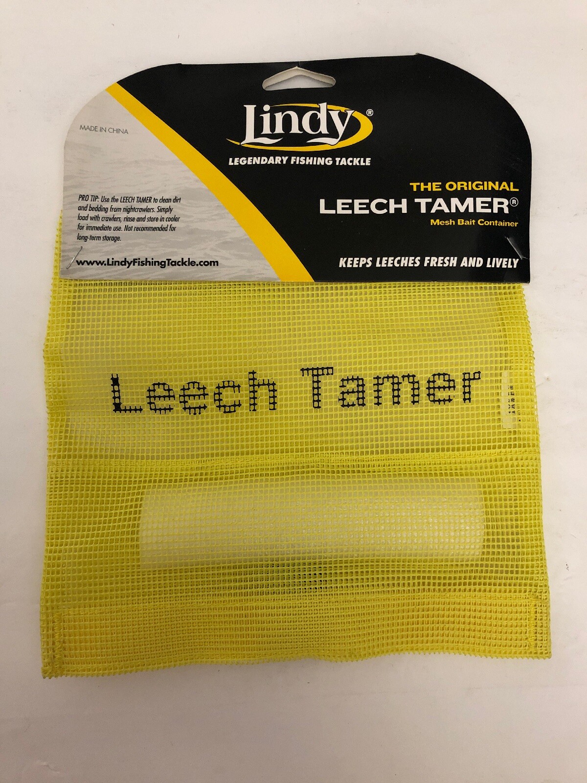 Lindy Fishing Leech Tamer 8x9Aqua-Flex Mesh Bait Bag Container Yellow ...