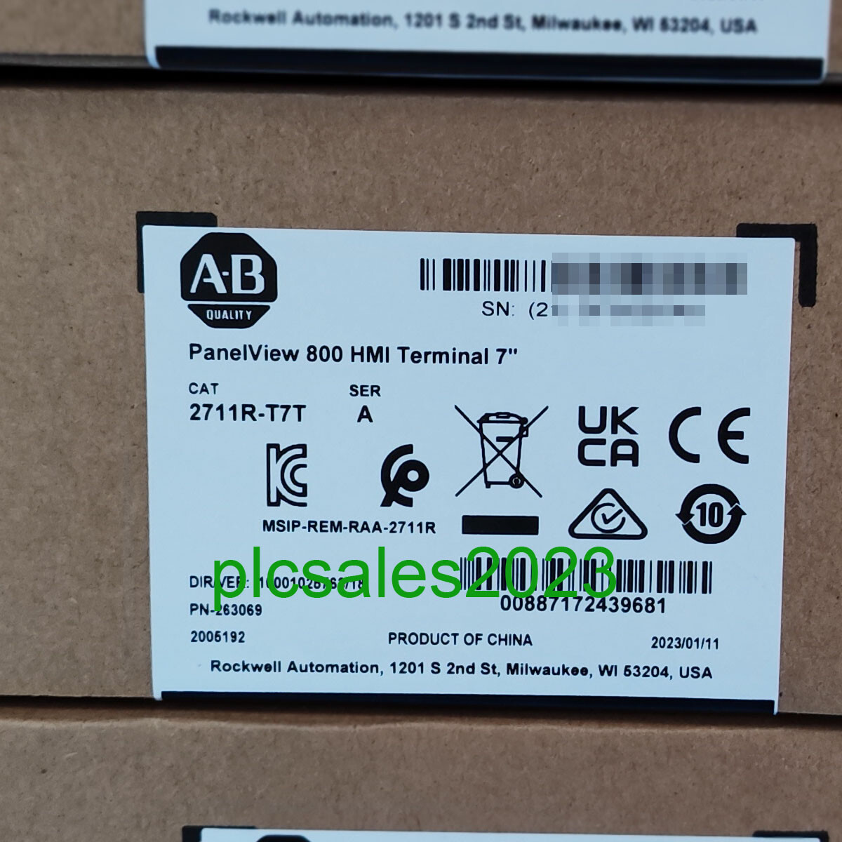 2023 AB 2711R-T7T PANELVIEW 800 7-INCH HMI TERMINAL New Factory Sealed ...