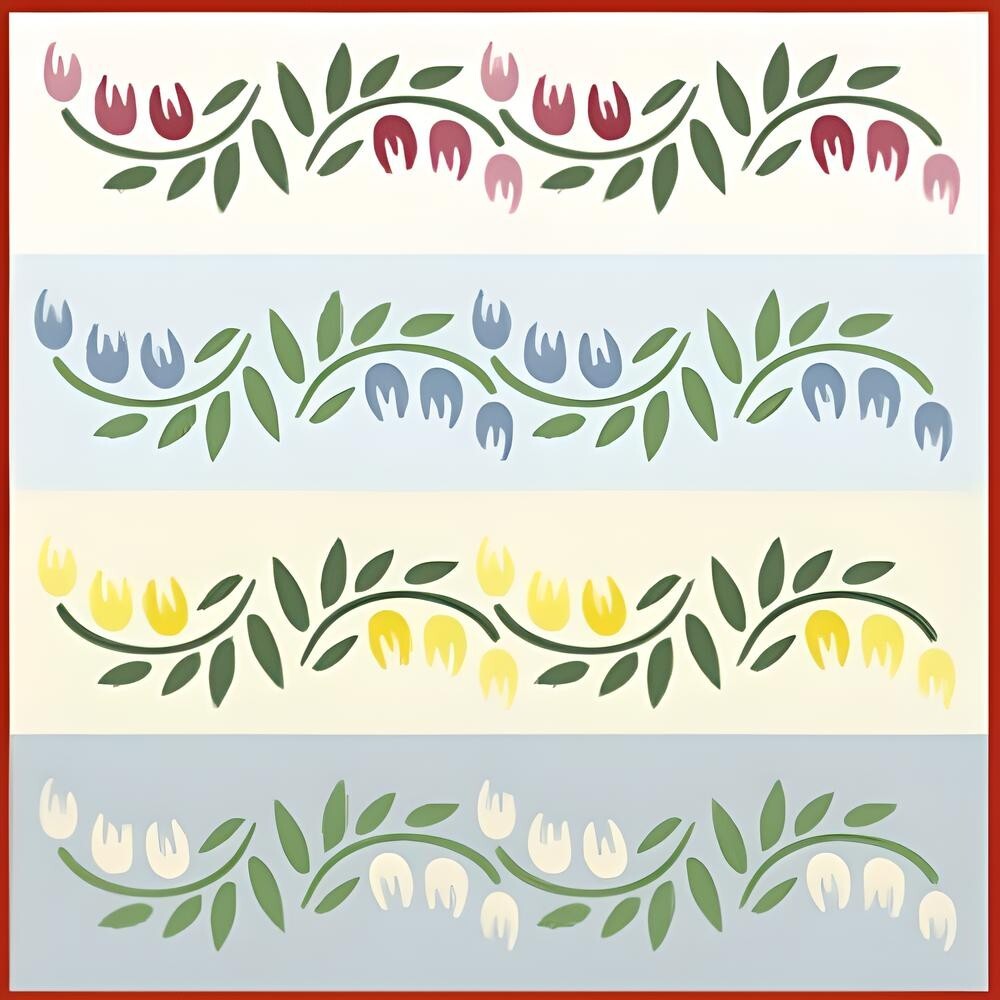 FLOWER BUDS BORDER STENCIL - The Artful Stencil | eBay