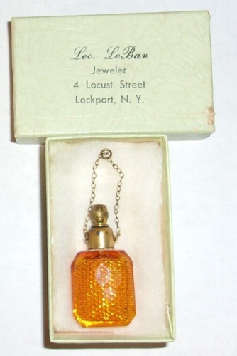Vintage Antique Tiny Purse Flacon Flask Amber Perfume Bottle w/Chain | eBay