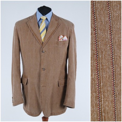 Mens Summer Sport Coat 46L US Size ENGBERS Brown Cotton Linen Blazer ...