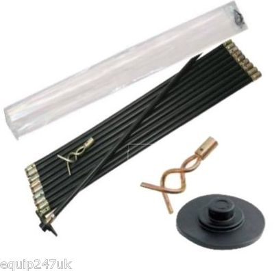 12 Piece Drain Rod Set Unblock Drains Plunger Unblocker 10 1M Rods Worm ...