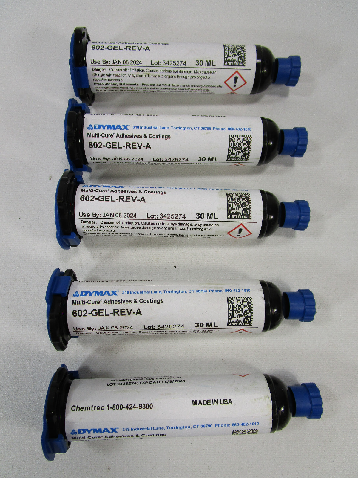 Lot of 5 New 602-GEL-REV-A Dymax Multi-Cure Adhesive uv curing 30ML ...