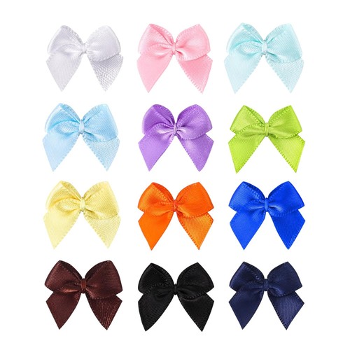 100 Pcs Mini Satin Ribbon Bows – 1" Tiny Craft Bows in 12 Colors for ...
