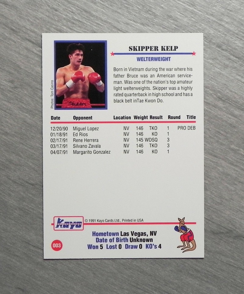 Skipper Kelp 1991 Kayo Cards Card #003 _ | eBay