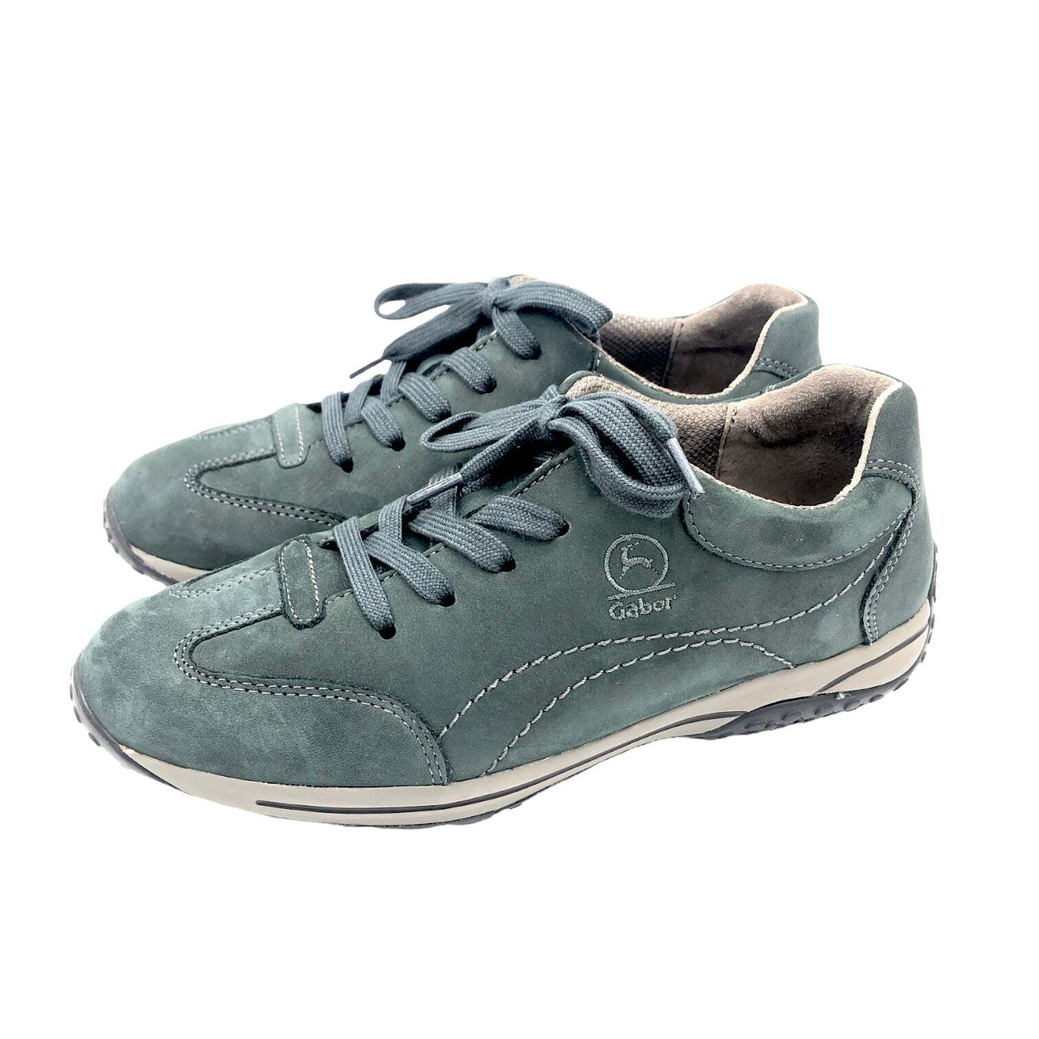 Gabor Geno dry-tan bottle green suede supportive walking shoes ...