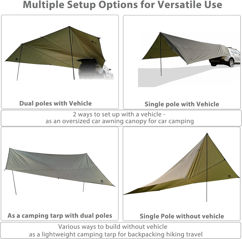 Large Car Awning Tarp for Camping Backpacking Tarp SUV Tailgate Truck ...