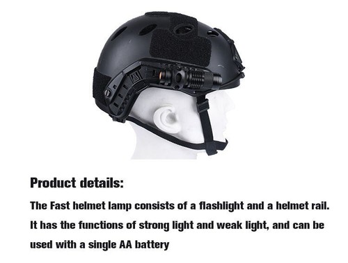Tactical Helmet Light Mini Flashlight Telescopic Zoom Hunting FAST ...