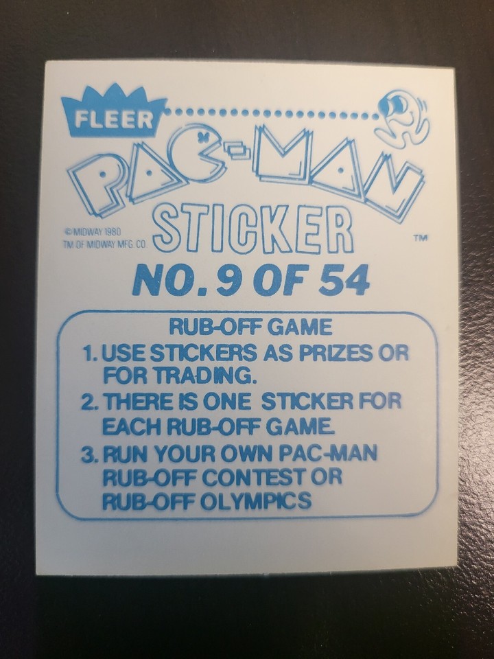 1980 Fleer PAC-MAN #9 Waka Gulp Sticker card Bally Midway Video Game ...