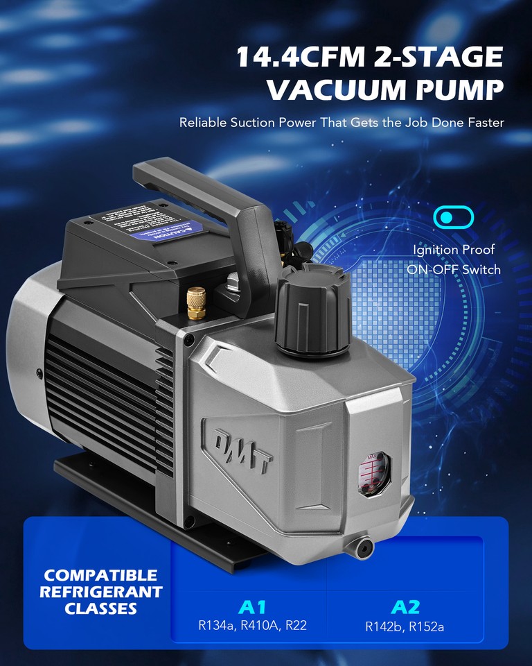 14.4cfm 1.5hp Vacuum Pump HVAC 2 Stage Vacuum Pump R134a R22 R410a 2x ...