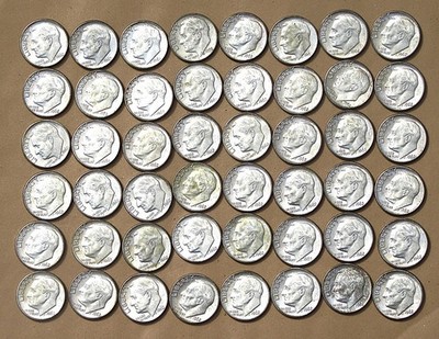 1962 D Roosevelt Dimes - 48 Coin Lot - From Broken Uncirculated Bank ...
