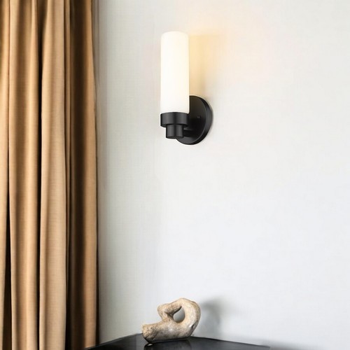 Matte Black Wall Light with Narrow Frosted Glass Shade 808230013742| eBay