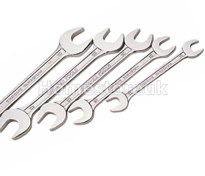 5 PIECE SPANNER SET OPEN END DROP FORGED CHROME PLATED SIZE 8MM TO 17MM ...