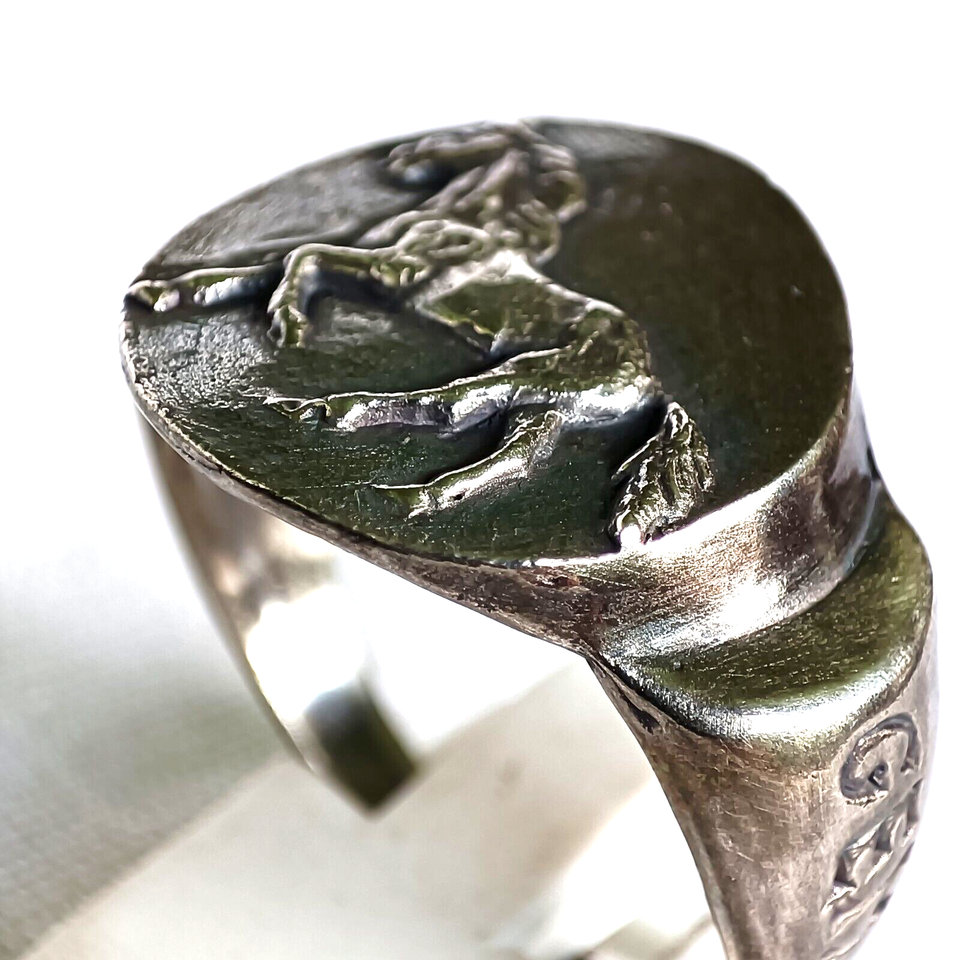58 BC Ancient Imperial Roman army Legionary Silver Ring Legion X Gemina Horse | eBay