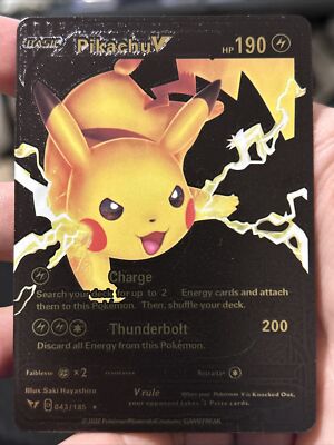 Pokemon Pikachu V Jumping Black Foil Fan Art Card 043/185 Gold Star | eBay
