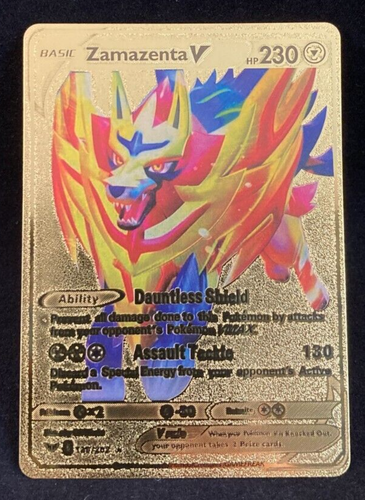 Pokémon - Zamazenta V - Dauntless Shield - Gold Foil - Fan Art - Card ...
