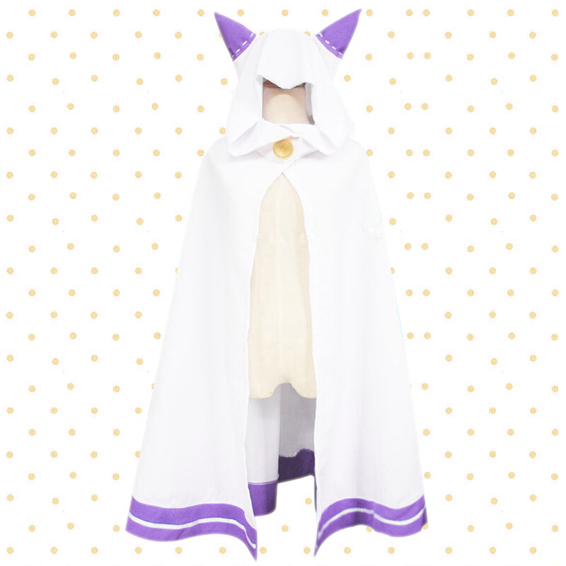 Anime Re:Zero Emilia Cosplay Hooded Cloak Cat Ears Cape Coat Uniform ...