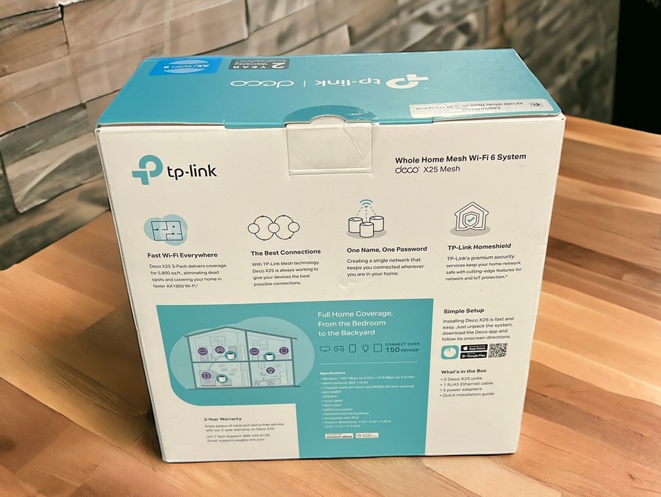 TP Link DECOX25 Deco X25 Ax1800 Whole-home Mesh Wi-fi 6 System, 2 Ports ...