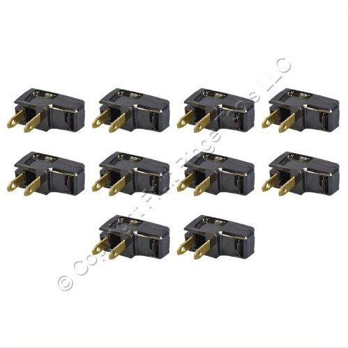 10 Eagle Black Plugs Right Angle Side Mount 15A 125V Non-Polarized 1 ...