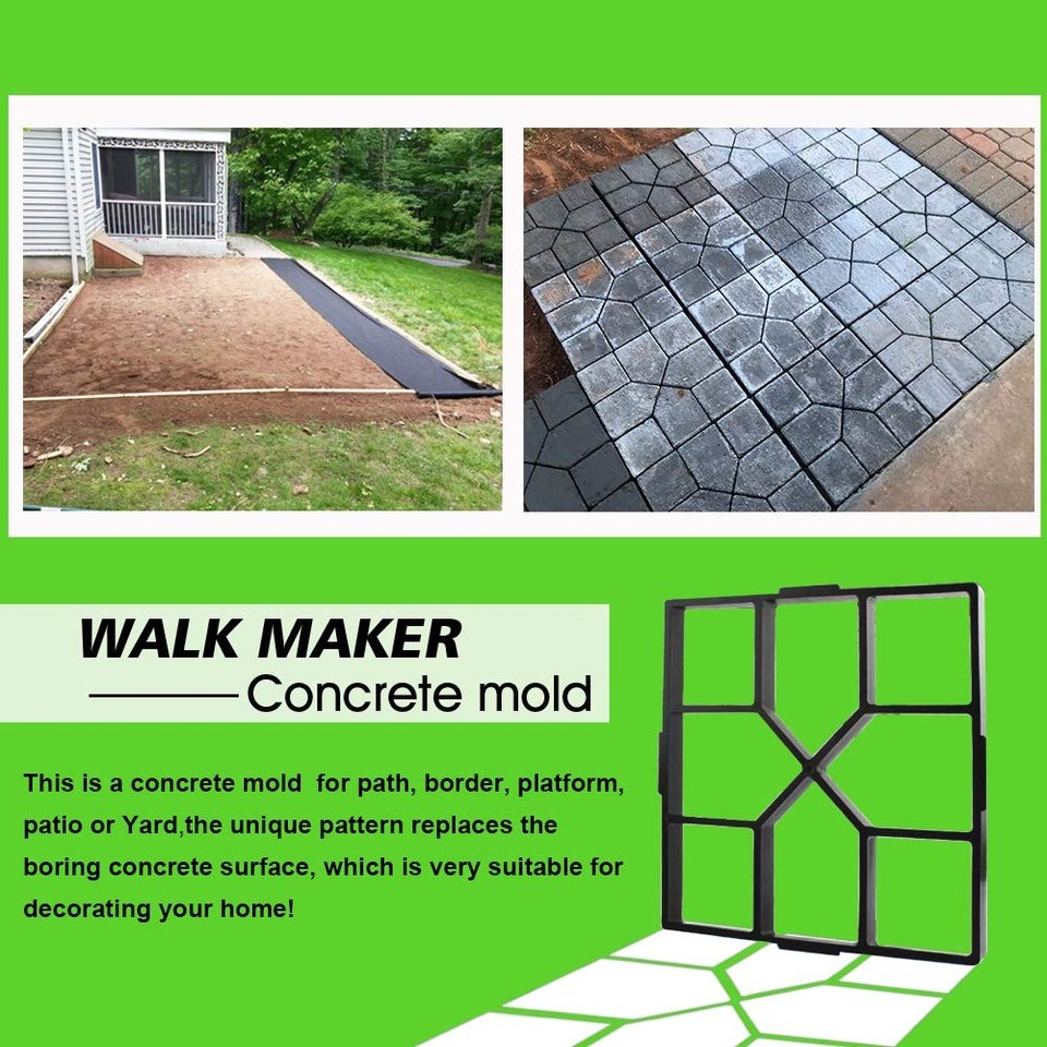 Walk Maker Reusable Concrete Molds 15.7"x15.7"x1.57" Paver Yard Patio ...