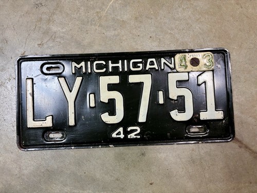 1942 MICHIGAN license plate # LY-57-51 ( Allegan County! | eBay
