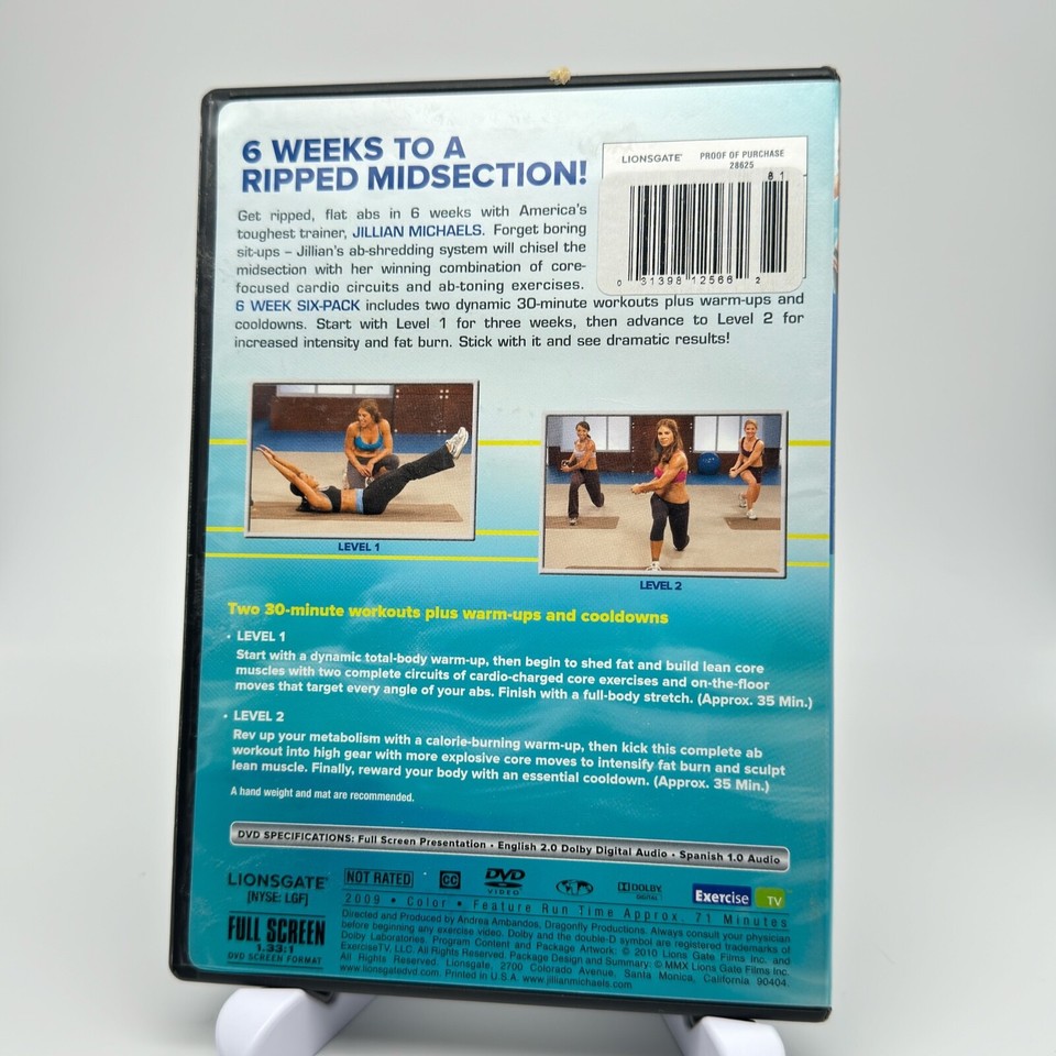 Jillian Michaels 6 Week Six-Pack DVD Workout ABS Levels 1 & 2 ...