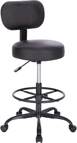 Drafting Chair with Back, Adjustable Foot Rest Rolling Stool, Multi-Purpose Offi 705353892219| eBay