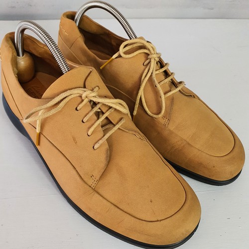 CLARKS Springer Ochre Mustard Suede Lace up flat Trainers shoes Size UK ...