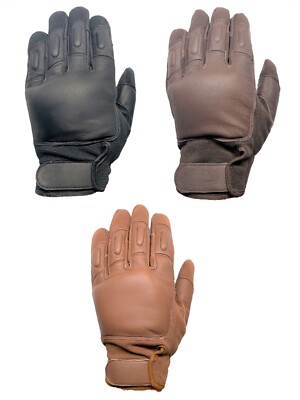 Tactical Leather Gloves Steel Shot (Black, Brown & Tan) 8oz per glove ...
