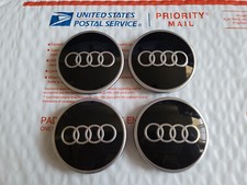 4 Genuine OEM 2017-2022 Audi 61mm GLOSS BLACK center caps P/N ...