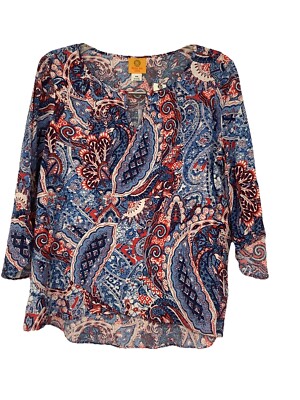 Ruby Rd Blouse Womens Petite Medium 3/4 Sleeve Bell MSRP $59.00 | eBay