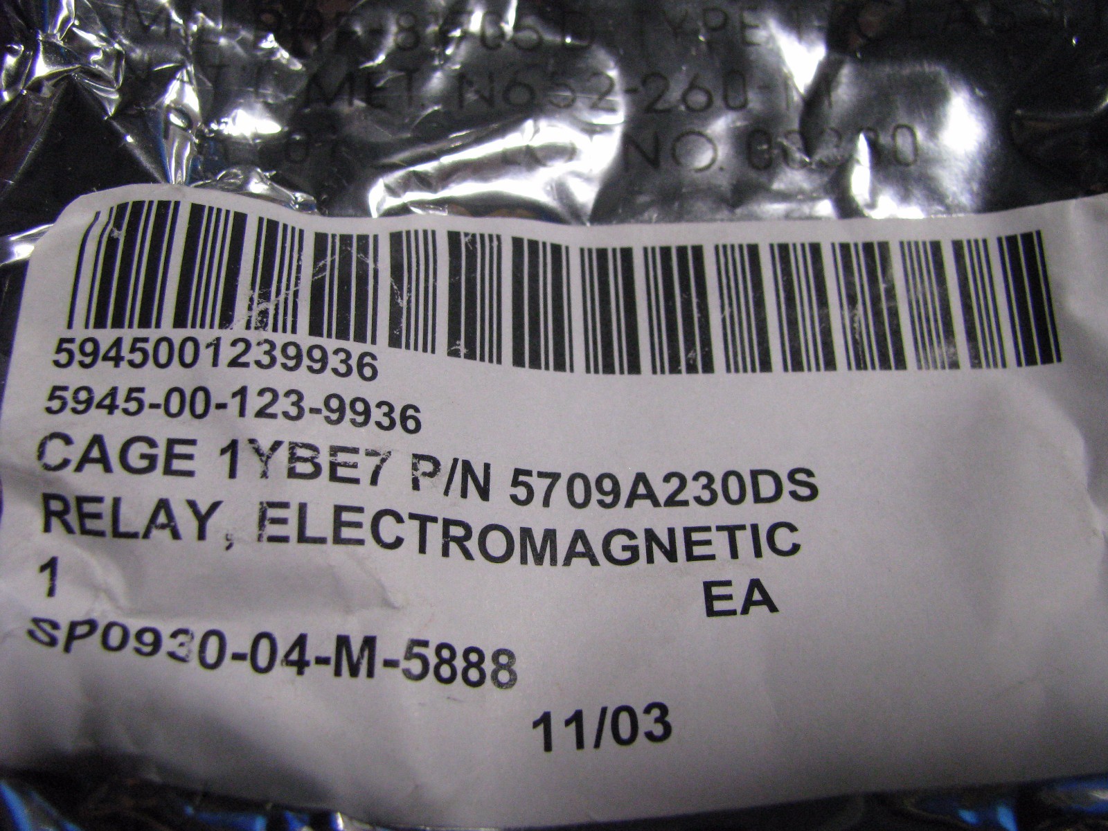 PRICE ELECTRONICS RELAY # 5709A-230DS NSN: 5945-00-123-9936 COIL 26 ...