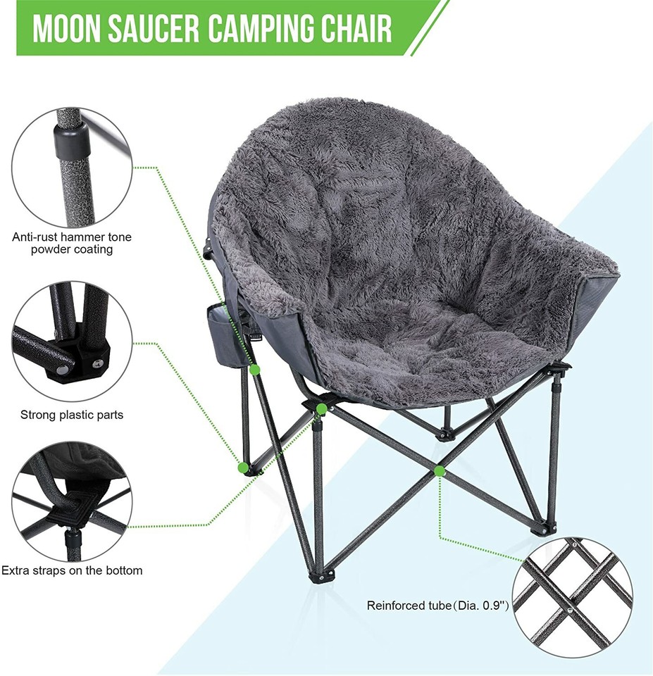 Saucer Chair with Carry Bag Oversized Folding Outdoor Plush Moon ...