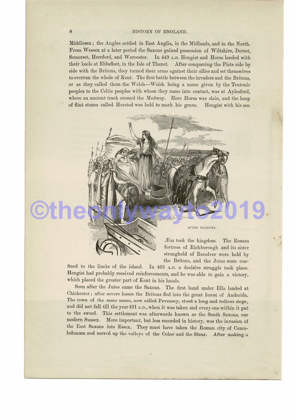 Queen Boadicea (Boudica), Book Illustration (Print), c1870 | eBay UK