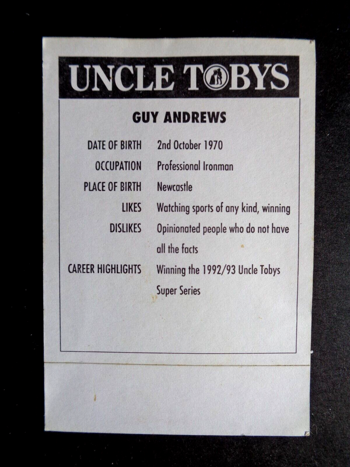 UNCLE TOBYS IRON MAN *SCHOOL BOOK LABEL* STICKER CARD GUY ANDREWS | eBay