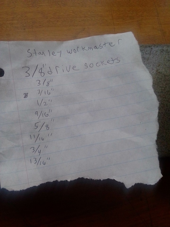 Stanley Workmaster 3/8" Drive Socket Set 3/8"-13/16 86-269 With Ratchet ...