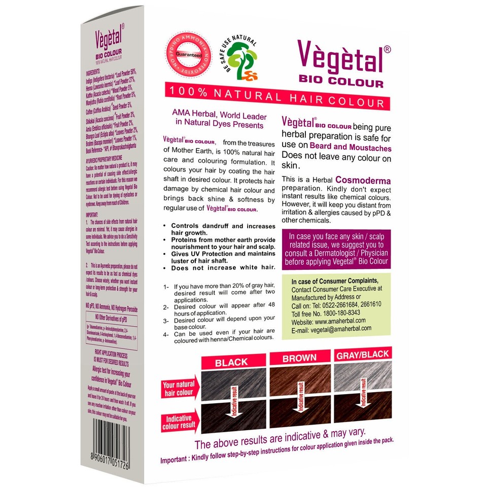 Bio Colour 25g Dark Brown Organic Beard Hair Dye Full Kit No PPD ...